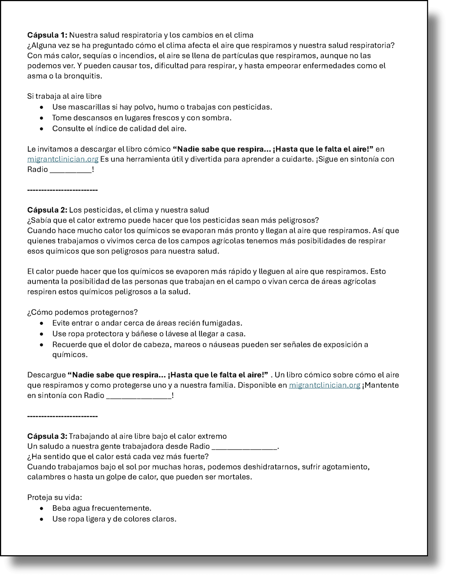 Respiratory Health and Protection | Migrant Clinicians Network